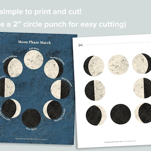 Moon Phase Match Activity | Preschool Nature Busy Book Pages | Night ...