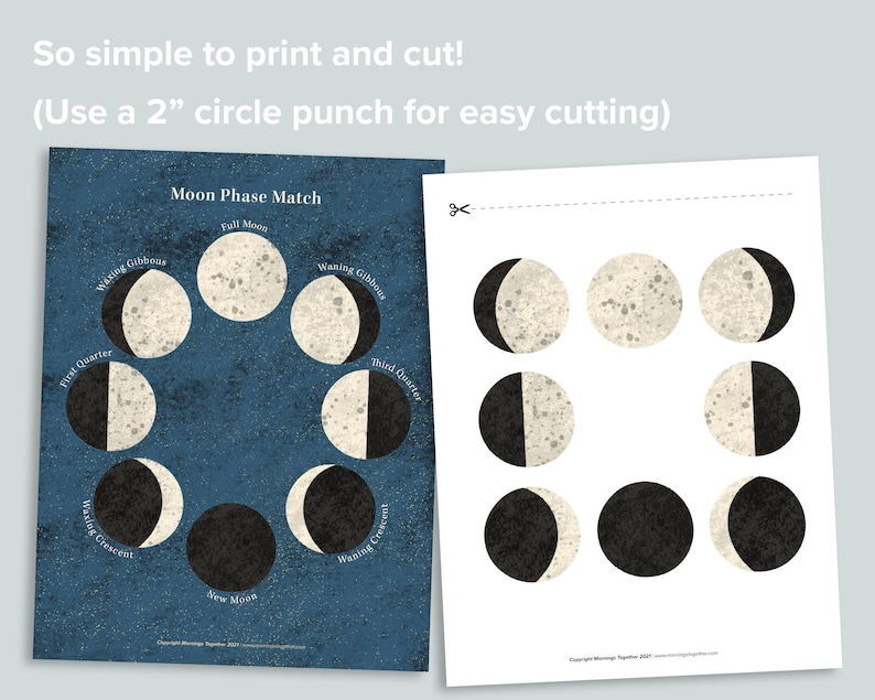 Moon Phase Match Activity Preschool Nature Busy Book Pages - Etsy
