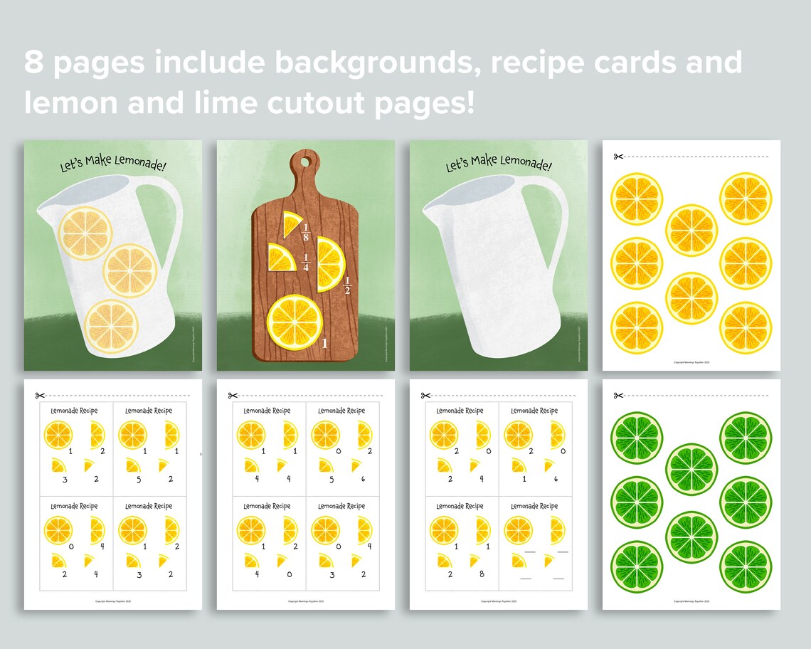 Let's Make Lemonade Fraction Game Homeschool Math Game | Etsy