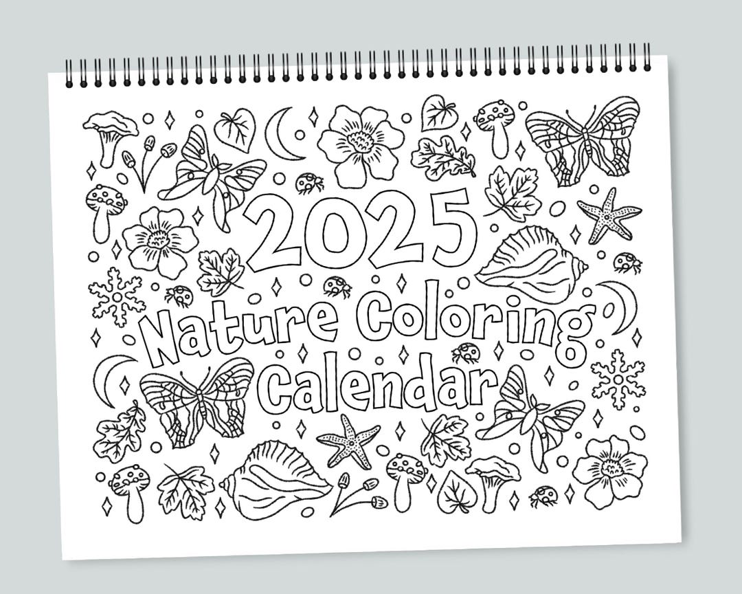 2025 Nature Coloring Calendar | Printable Monthly Calendar for Kids - Etsy