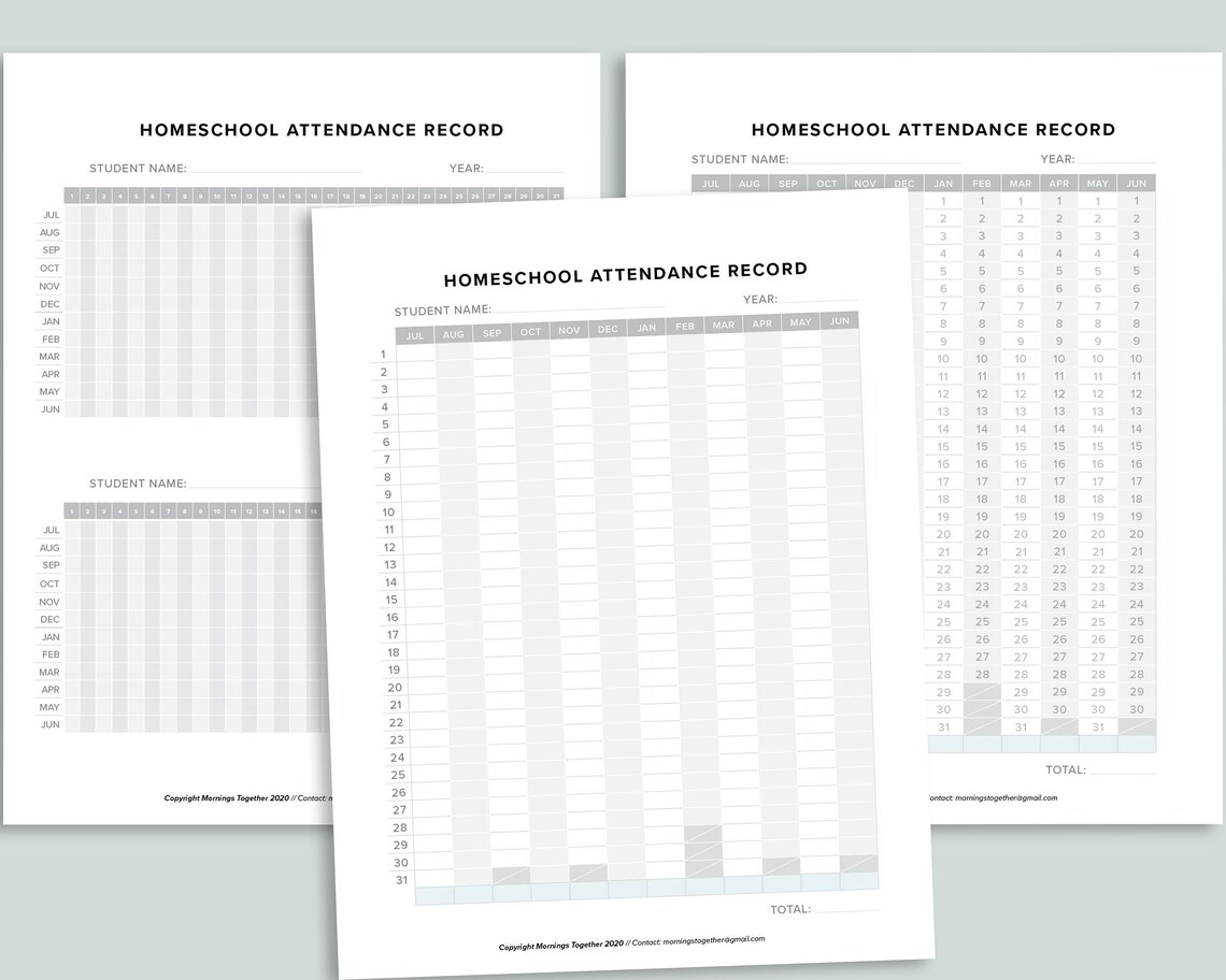 Homeschool Attendance Record Printable Page Homeschooler | Etsy