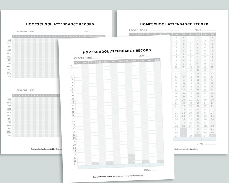 Homeschool Attendance Record Printable Page Homeschooler - Etsy