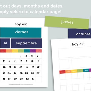 Spanish Preschool Kids Calendario Calendar Board Printable | Perpetual ...