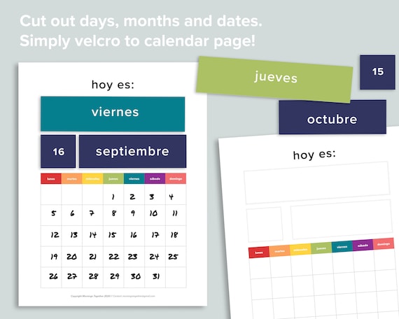 Spanish Preschool Kids Calendario Calendar Board Printable | Etsy