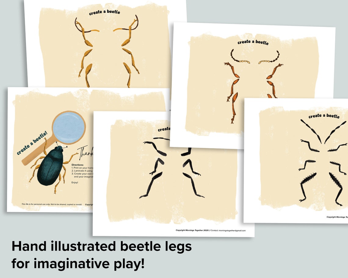 Beetles Playdough Mat Printable Bugs Insects Spring Garden | Etsy