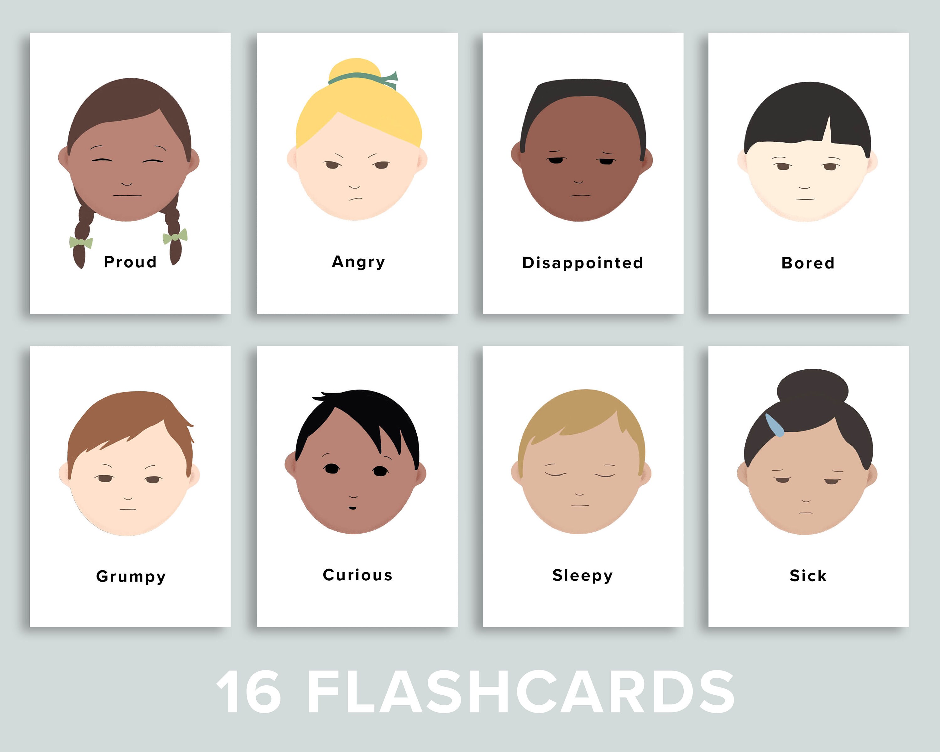 Emotions Flashcards Printable Feelings Flash Cards - Etsy