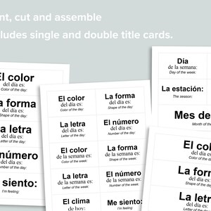 Spanish & English Preschool Circle Time Board Bundle Small Cards ...