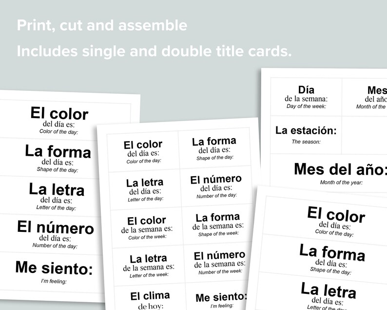 Spanish & English Preschool Circle Time Board Bundle Small | Etsy