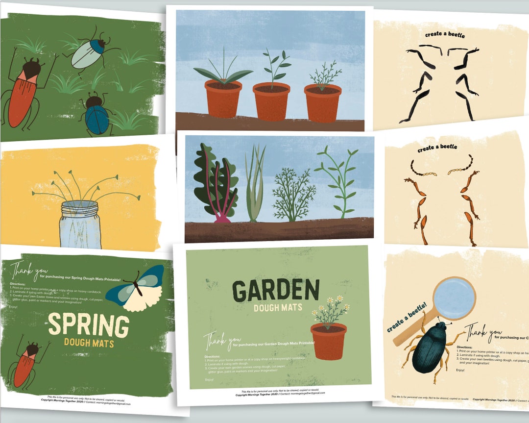 Playdough Mats BUNDLE | 30 Pages Printable | Spring Beetle Plants ...