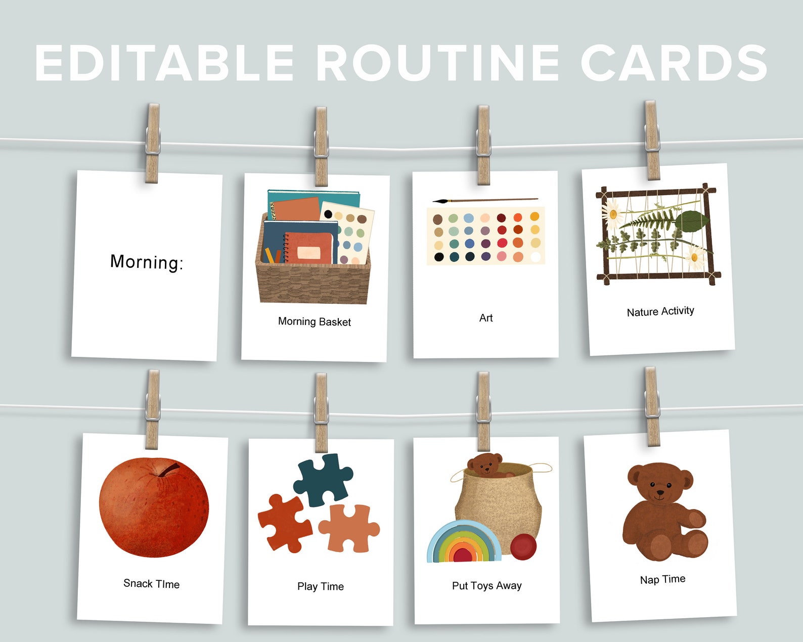 Editable Daily Rhythm Cards Printable Bundle Morning Evening Routine ...