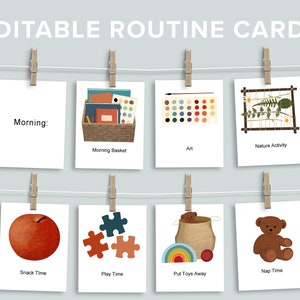 Editable Daily Rhythm Cards Printable Bundle | Morning Evening Routine ...