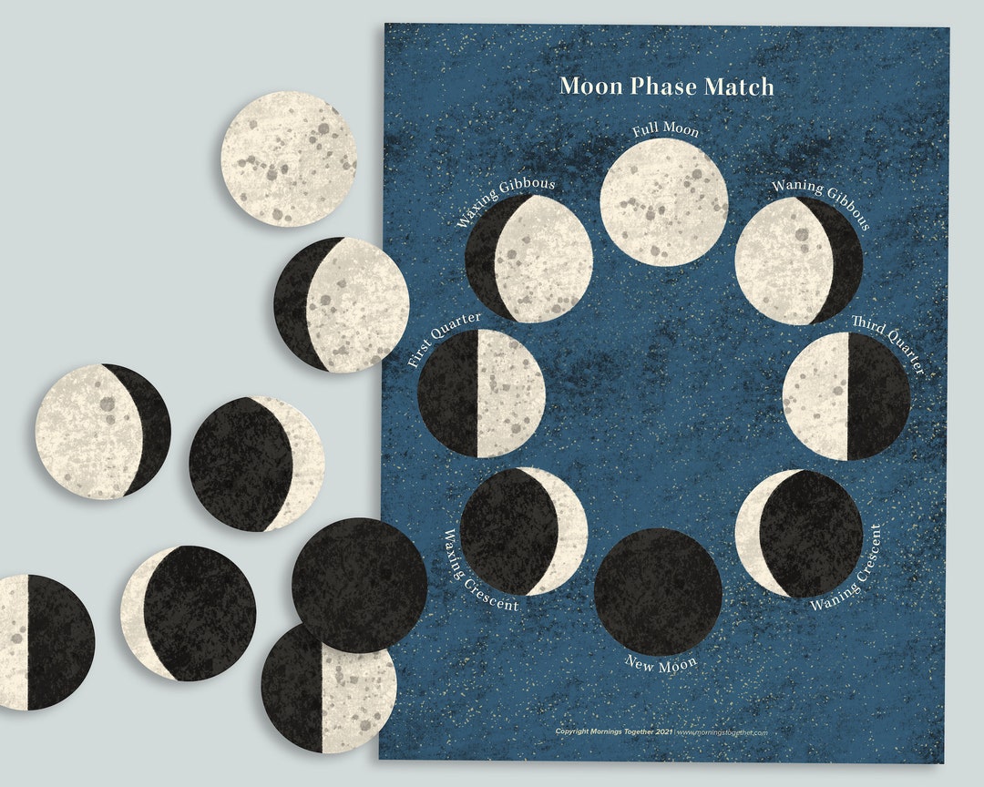 Moon Phase Match Activity | Preschool Nature Busy Book Pages | Night ...