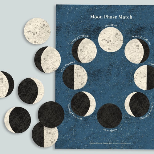 Moon Phase Match Activity Preschool Nature Busy Book Pages - Etsy