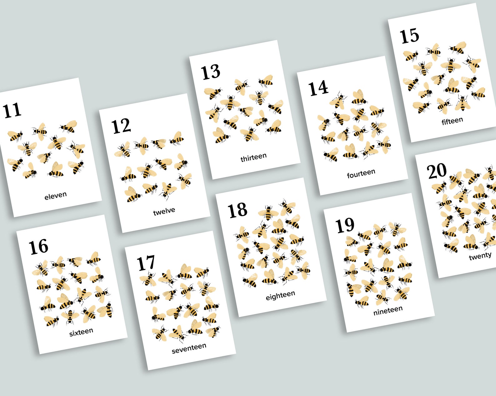 Bee Number Cards 1-20 Charlotte Mason Nature Flashcards | Etsy