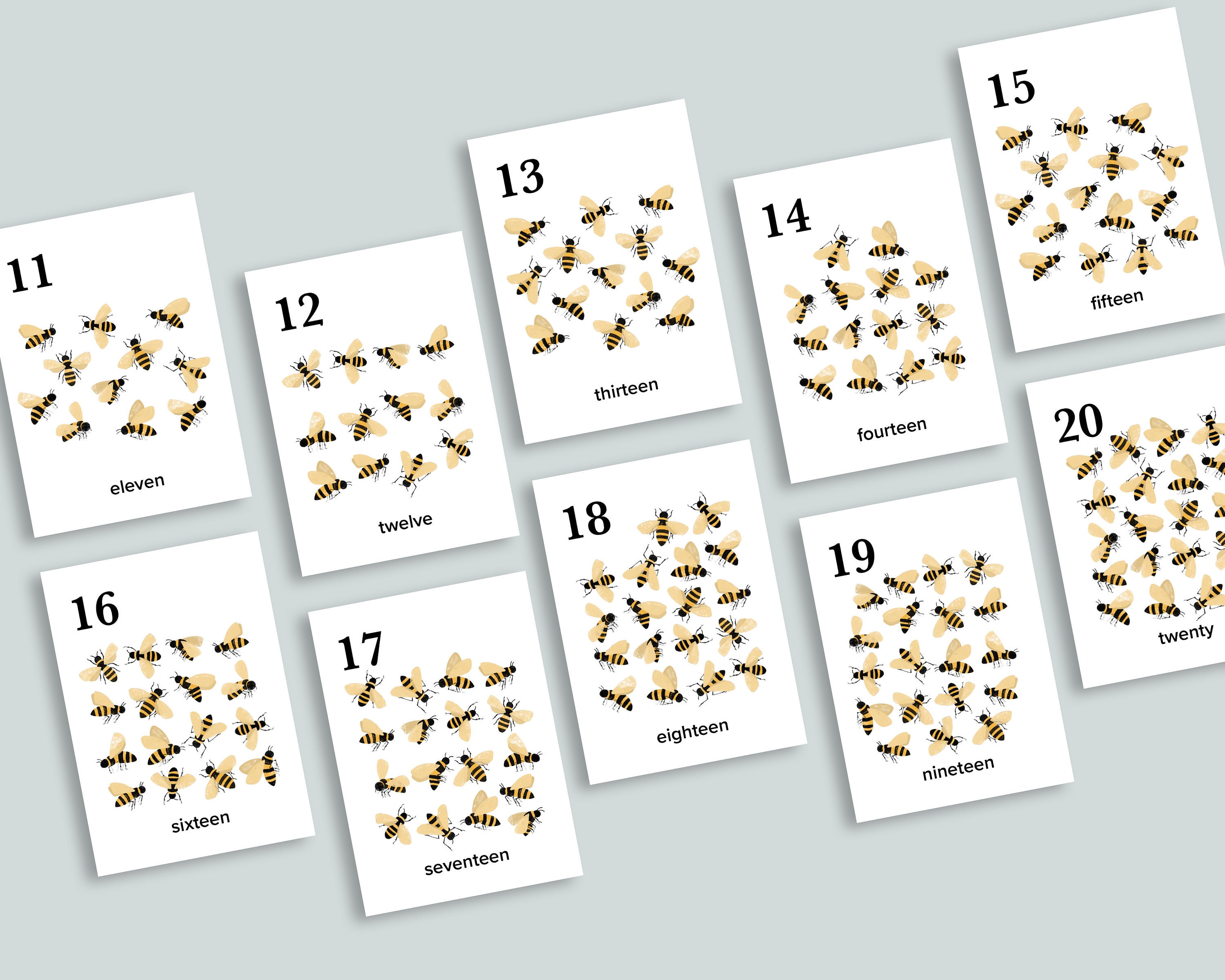 Bee Number Cards 1-20 Charlotte Mason Nature Flashcards | Etsy