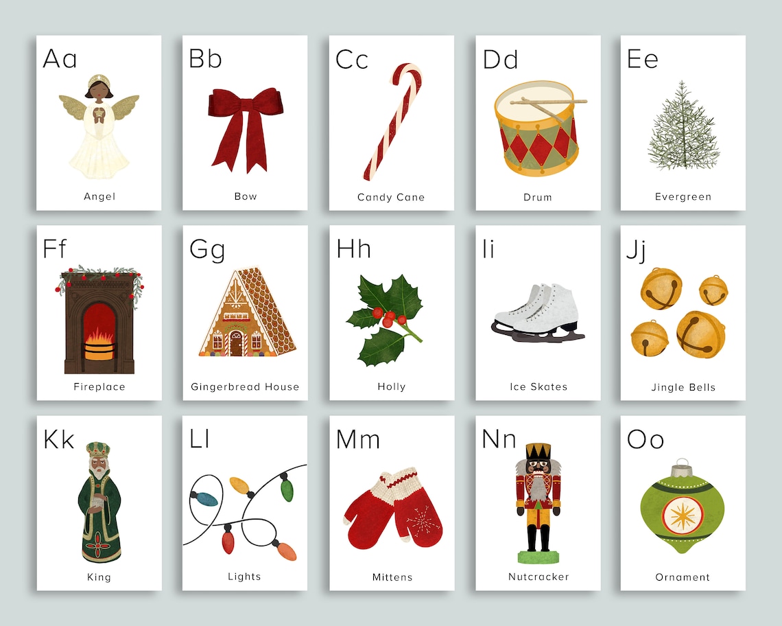 Christmas BUNDLE Printable ABC 123 Cards Homeschool | Etsy