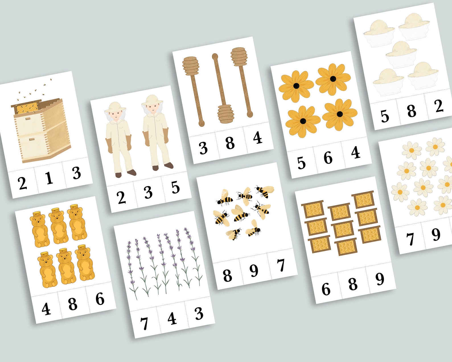 Count and Clip BUNDLE 2 Clothespin Number Cards Nature | Etsy