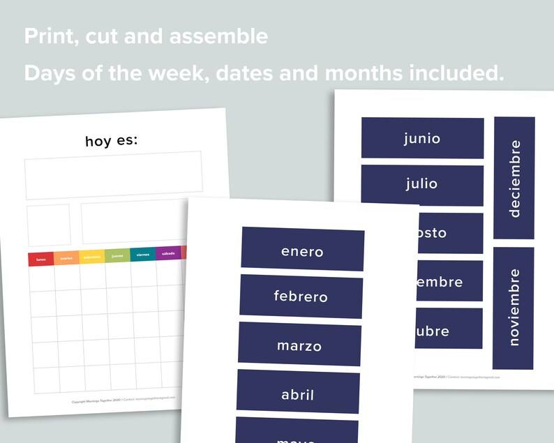 Spanish Preschool Kids Calendario Calendar Board Printable | Etsy