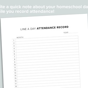 Homeschool Attendance Record Printable Page Homeschooler Records ...
