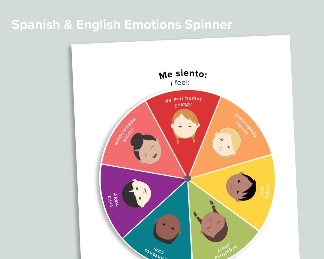 Spanish & English Emotions Spinner Wheel Printable | Feelings Flash ...