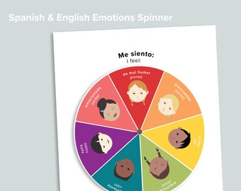 Emotions Spinner Wheel Printable Feelings Flash Cards | Etsy Canada