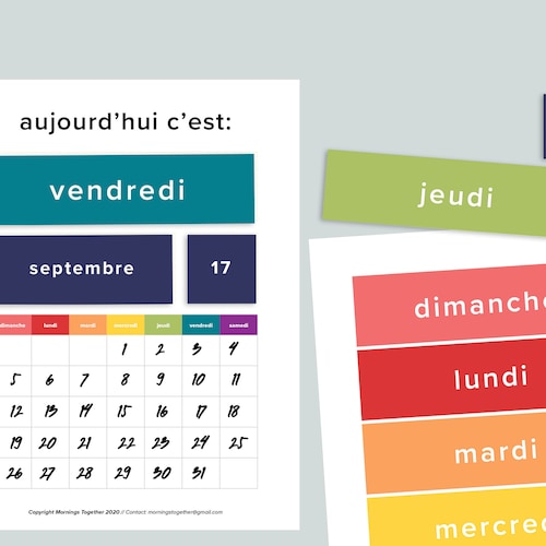 French Preschool Kids Calendar Board Printable Pages - Etsy