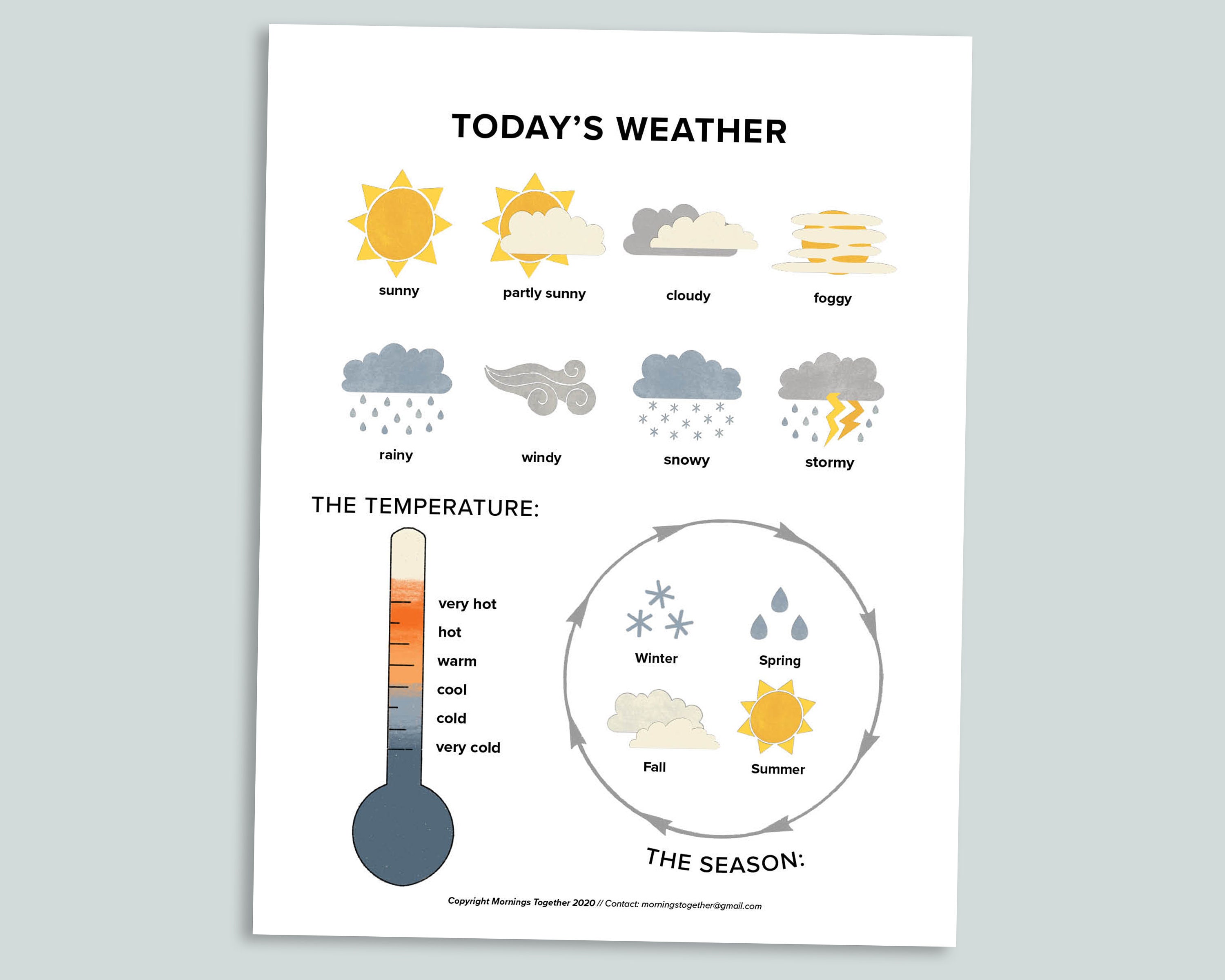 Today's Weather Printable Page Morning Basket Collective - Etsy