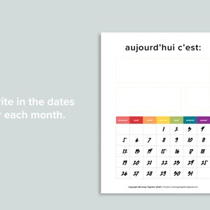 French Preschool Kids Calendar Board Printable Pages - Etsy
