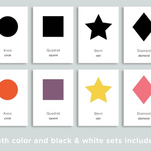 BUNDLE German & English Minimalist Toddler Flashcards | Colors Shapes ...