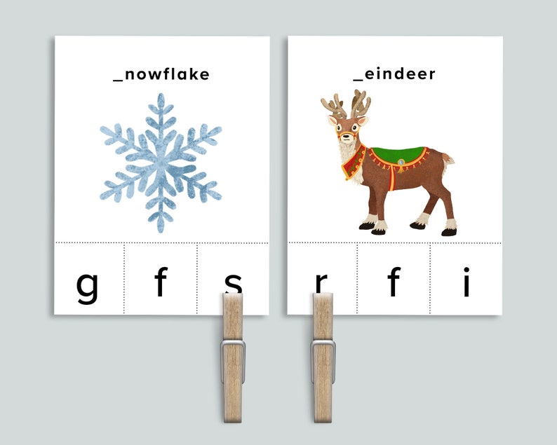 Holiday Beginning Sounds Clip Cards Uppercase ABC Printable - Etsy