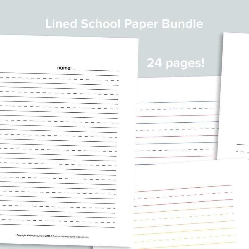 Kindergarten Lined Paper - Etsy