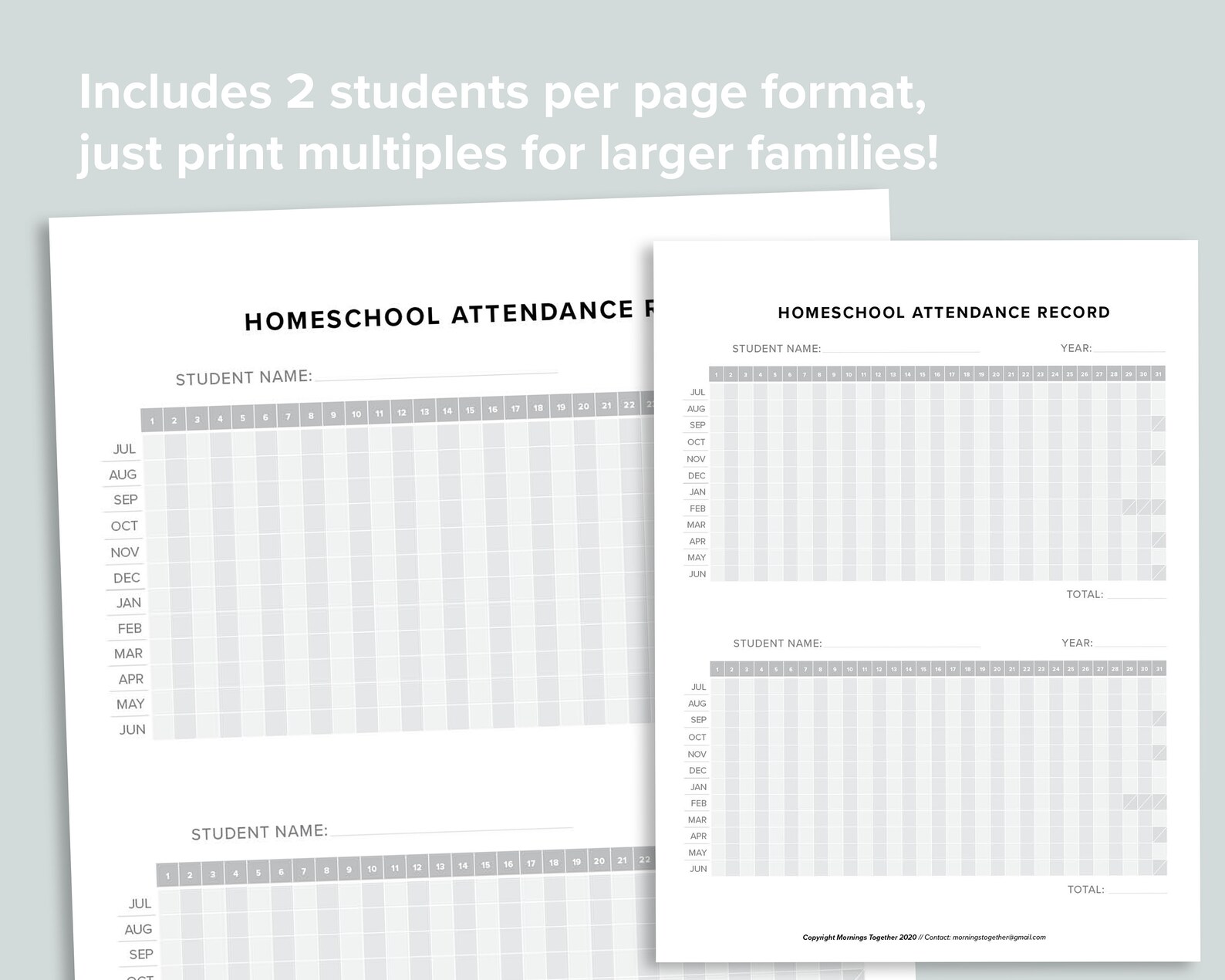 Homeschool Attendance Record Printable Page Homeschooler - Etsy