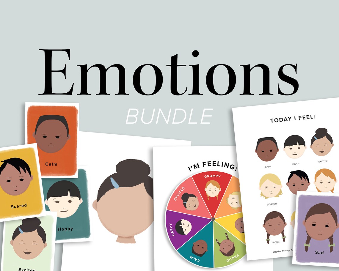 Emotions Bundle Flashcards Printable Feelings Flash Cards | Etsy