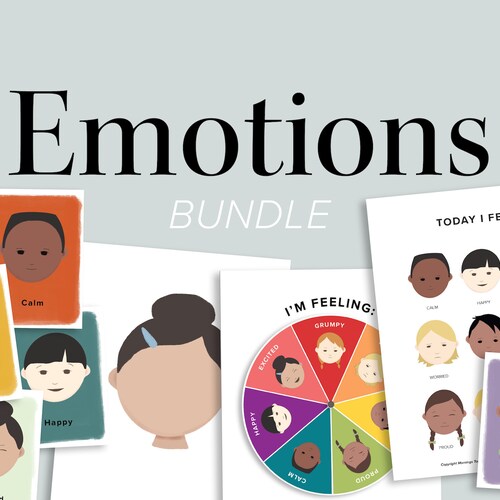 Emotions Bundle Flashcards Printable Feelings Flash Cards | Etsy
