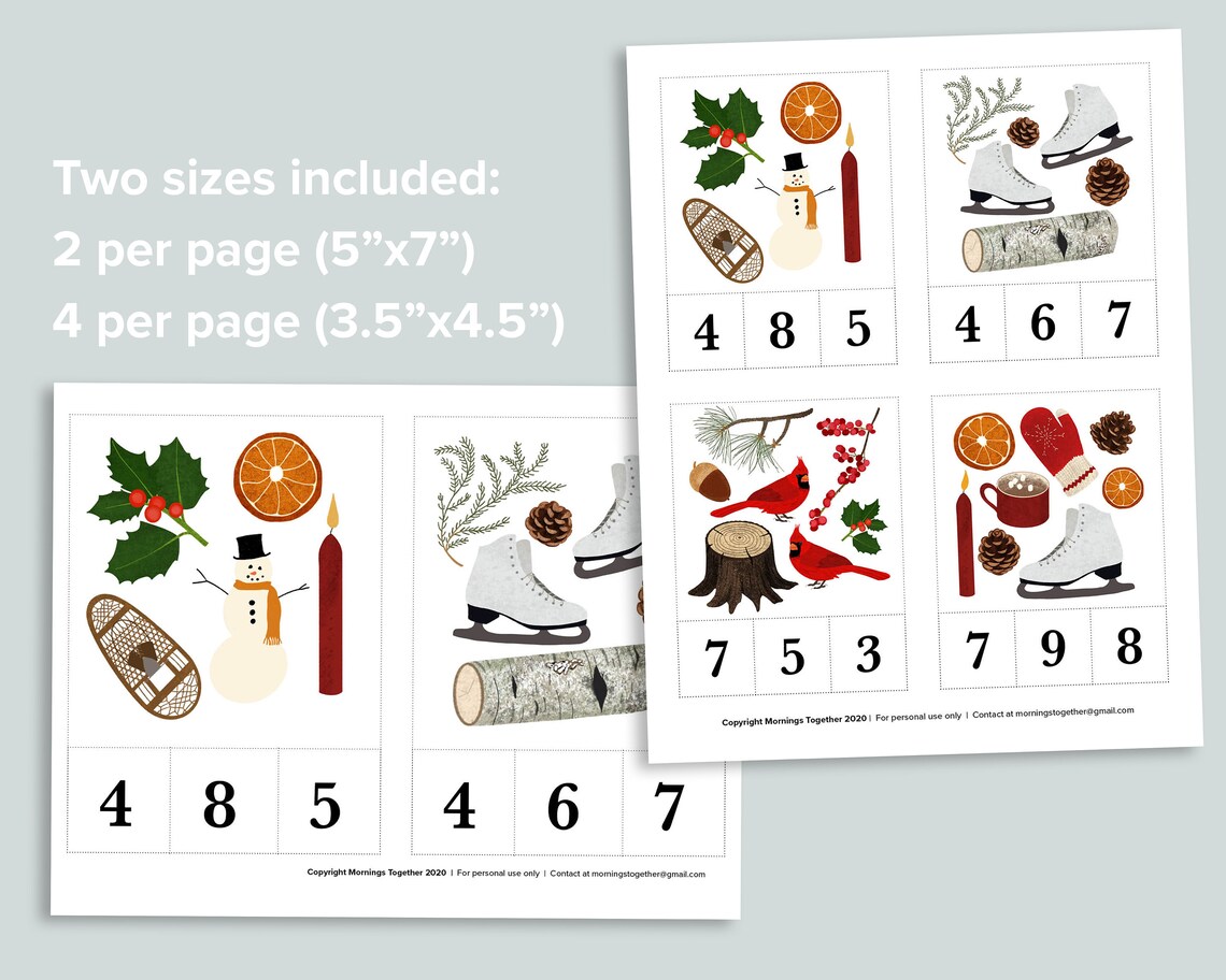 Winter Nature Count and Clip Number Cards 1-10 Holiday - Etsy