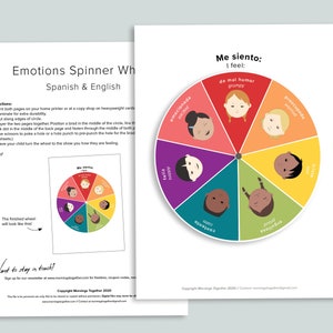 Spanish & English Emotions Spinner Wheel Printable | Feelings Flash ...