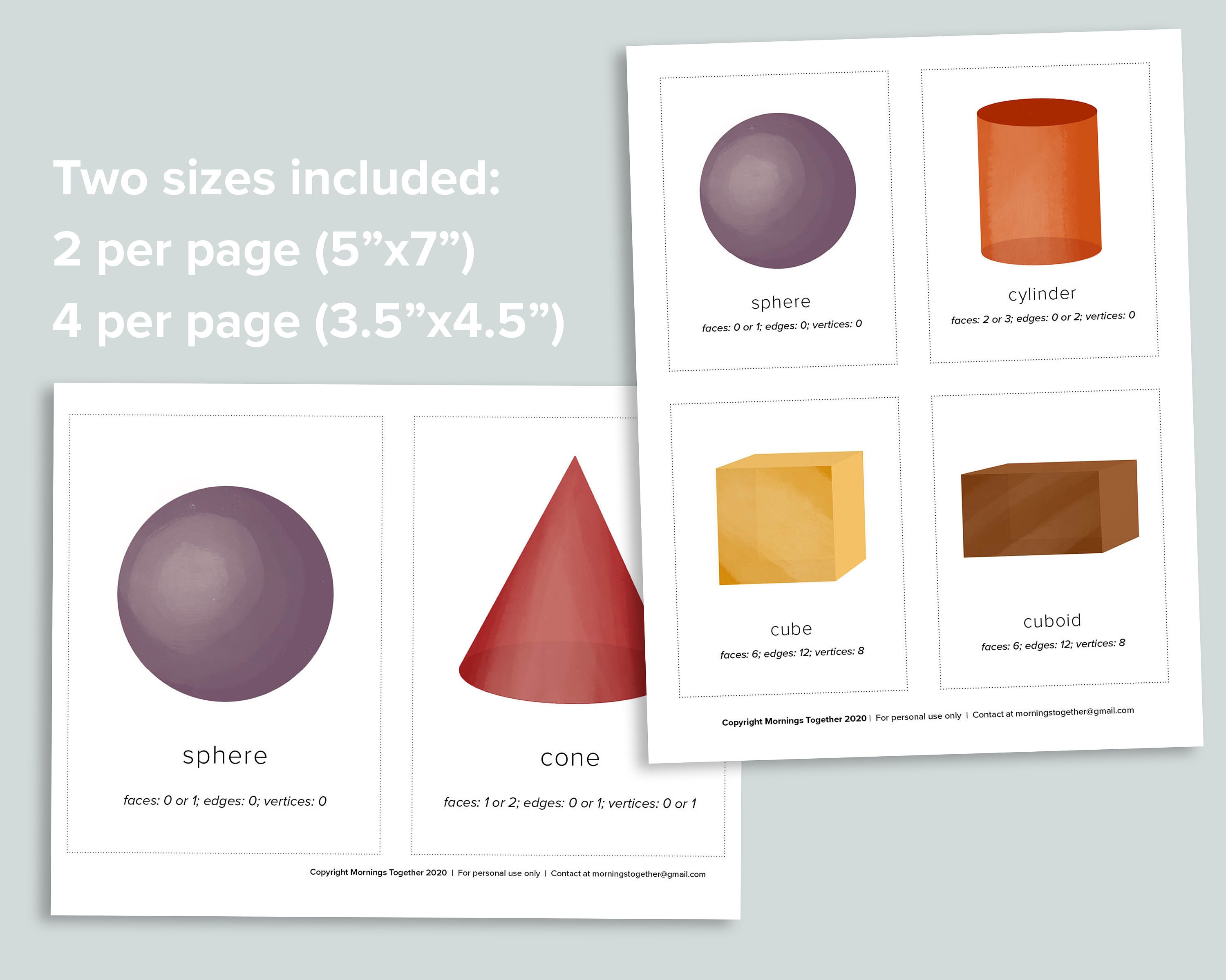 Minimalist 3D Shapes Flashcards Printable | Modern Geometry Basic Shape ...