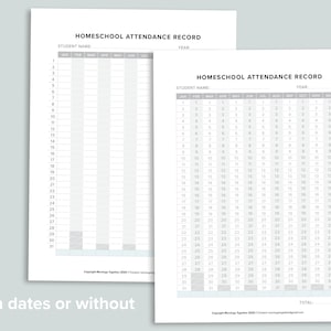 Homeschool Attendance Record Printable Page Homeschooler Records ...