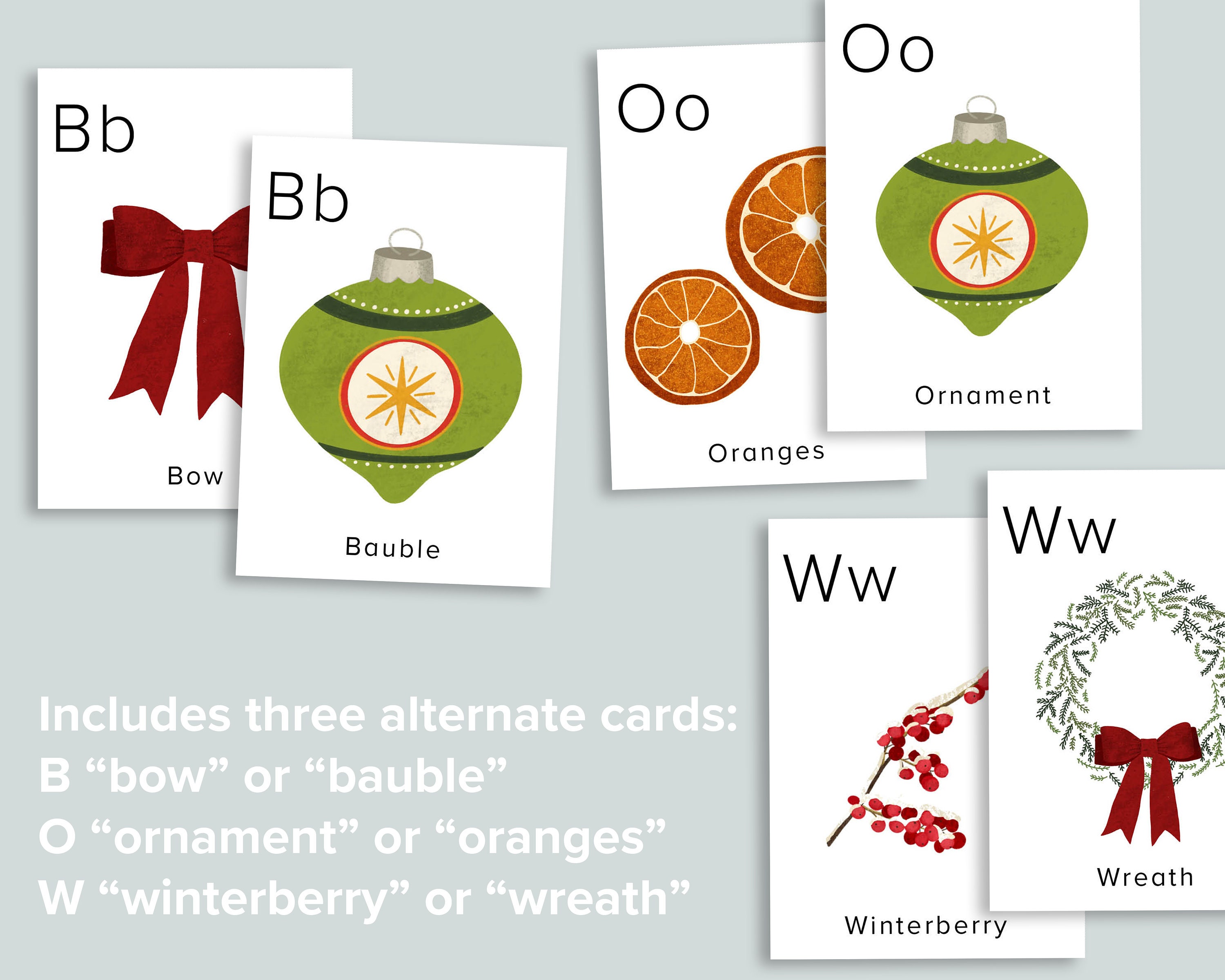 Christmas BUNDLE Printable ABC 123 Cards Homeschool | Etsy