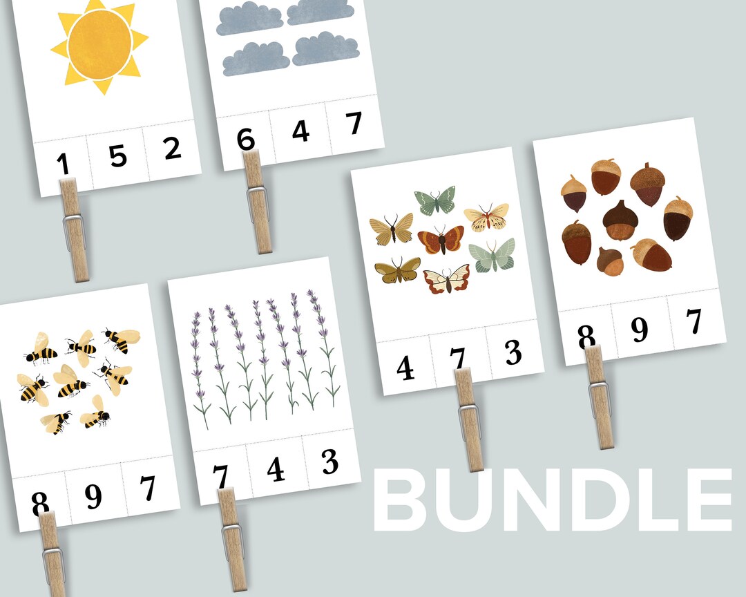 Count and Clip BUNDLE 2 | Clothespin Number Cards | Nature Homeschool ...