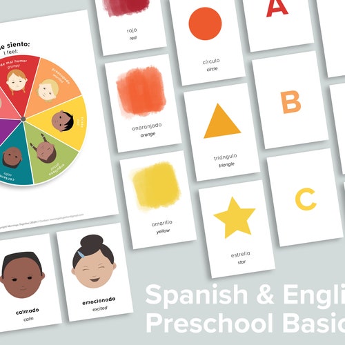 Spanish & English Shapes Bilingual Flashcards Printable - Etsy