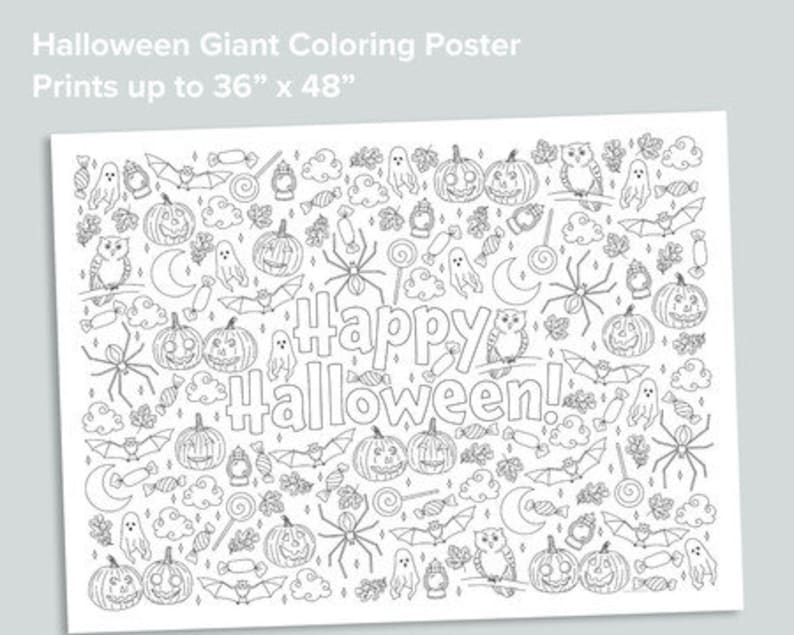 Giant Halloween Coloring Poster Homeschool Printables - Etsy