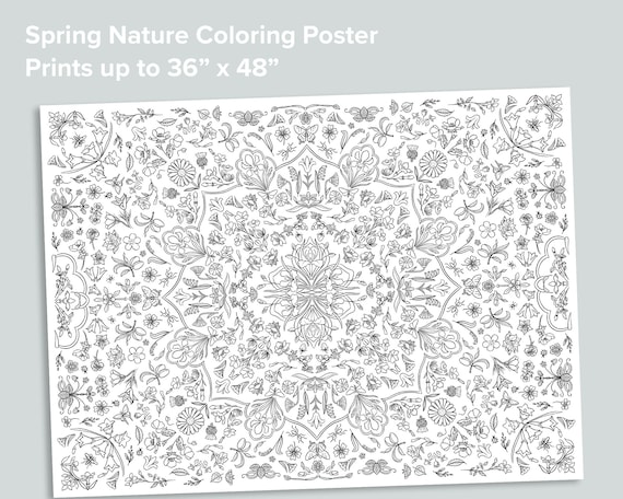 Giant Spring Coloring Poster Nature Homeschool Printables - Etsy