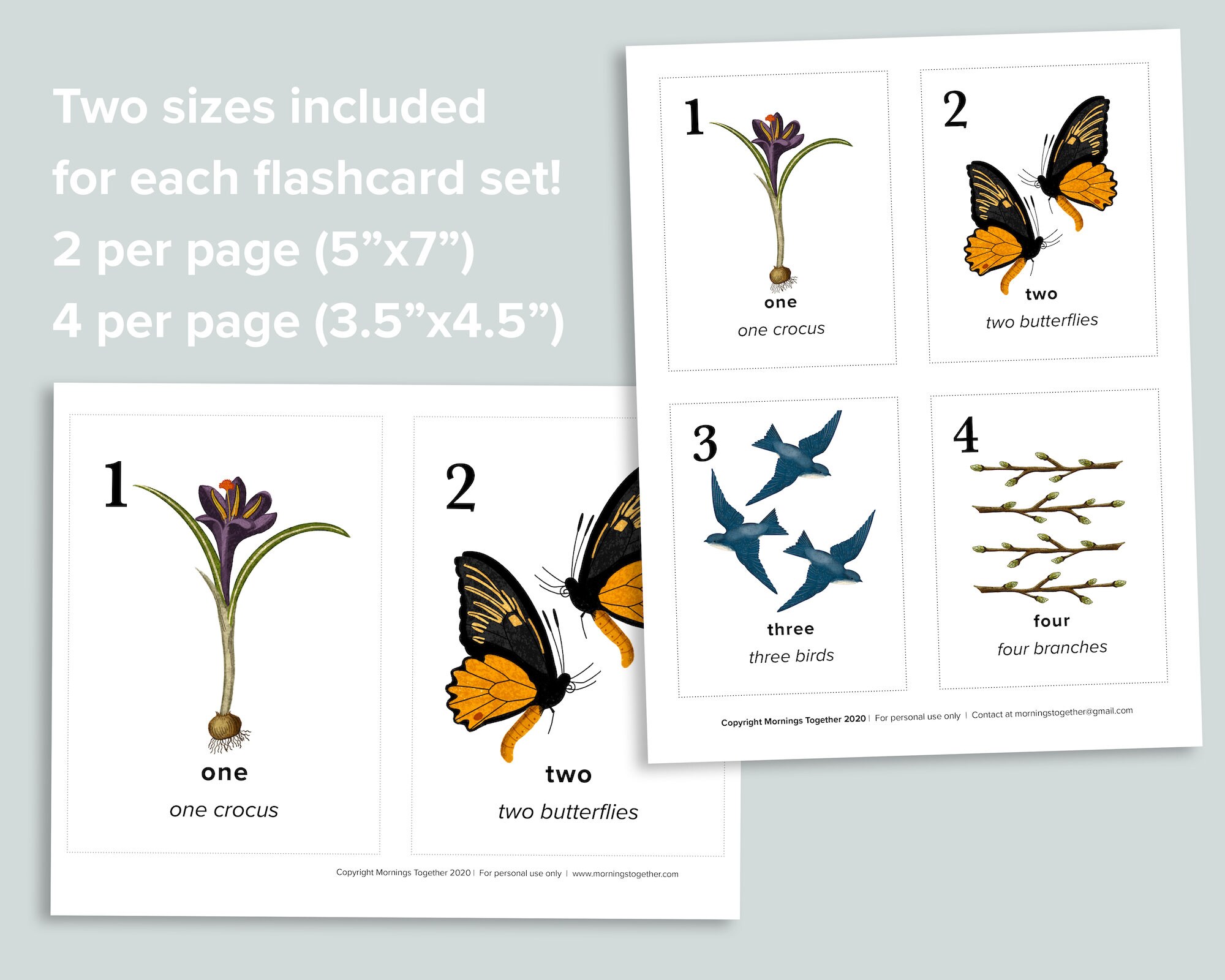 Spring Nature Number Cards Printable Homeschool Printables | Etsy
