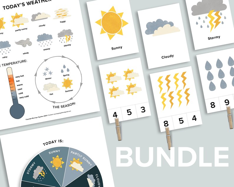 Weather Printable BUNDLE Homeschool Kids Calendar Printables | Etsy