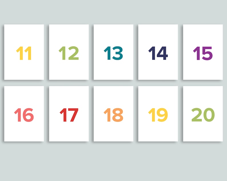 Number Cards 1-20 Printable Preschool Homeschool Classroom - Etsy