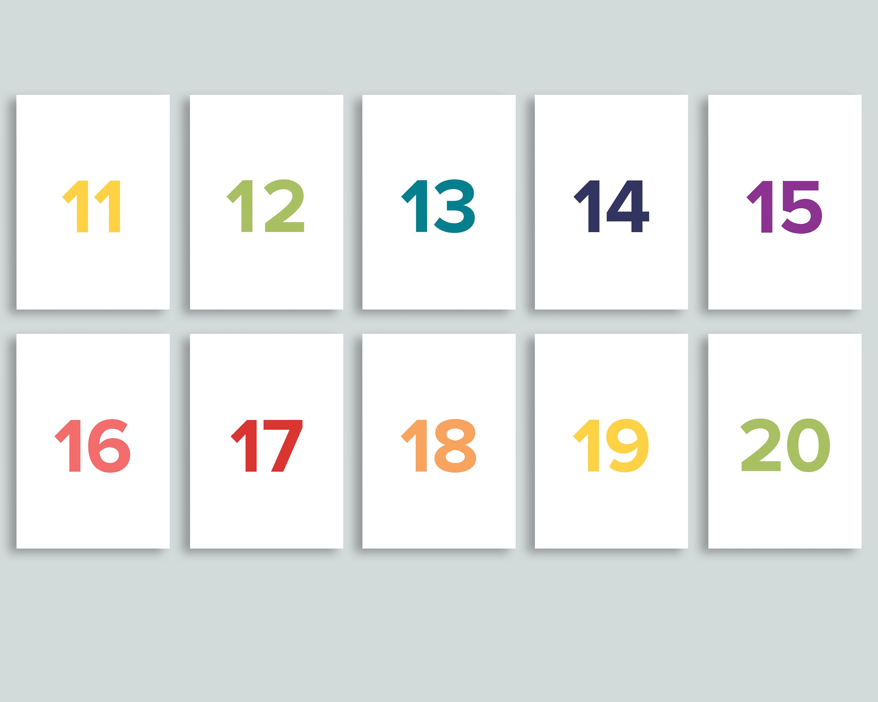 Number Cards 1-20 Printable Preschool Homeschool Classroom | Etsy