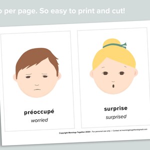 French & English Emotions Flashcards Printable | Feelings Flash Cards ...