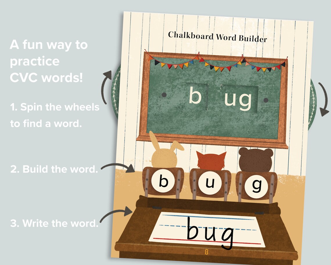 CVC Word Builder Homeschool Printables Phonics Read - Etsy