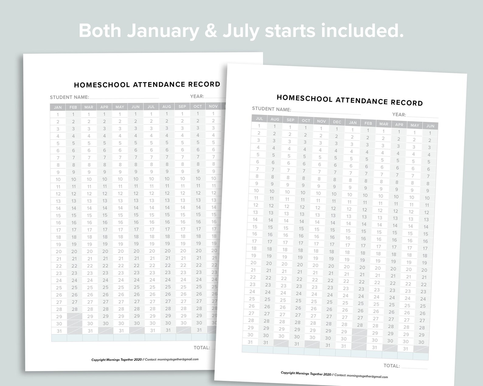 Homeschool Attendance Record Printable Page Homeschooler - Etsy